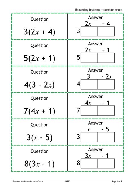Expanding Brackets Question Trade Ks3 4 Maths Teachit