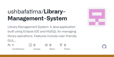 Github Ushbafatima Library Management System Library Management System A Java Application