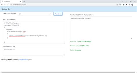 Github Iamrajthomasonlineide This Is A Simple Online Ide Made Using Angular And Judge0 Cep
