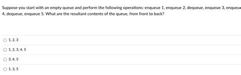 Solved Suppose You Start With An Empty Queue And Perform The Chegg