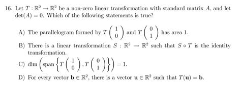solved let t r2→r2 be a non zero linear transformation with