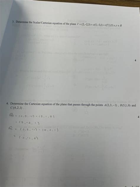 Solved 3 Determine The Scalarcartesian Equation Of The