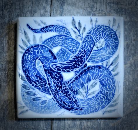 Porcelain Wall Tile With Blue Snake