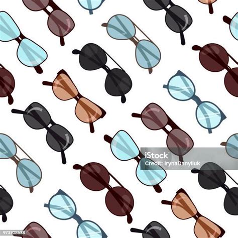 안경 패턴 원활한 벡터 일러스트입니다 패션 복고풍 선글라스 배경입니다 0명에 대한 스톡 벡터 아트 및 기타 이미지 0명 개인 장식품 개체 그룹 Istock