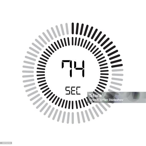 The 74 Seconds Icon Digital Timer Clock And Watch Timer Countdown Symbol Isolated On White