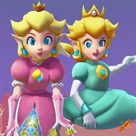 Link And Princess Peach Swapping Outfits On Craiyon