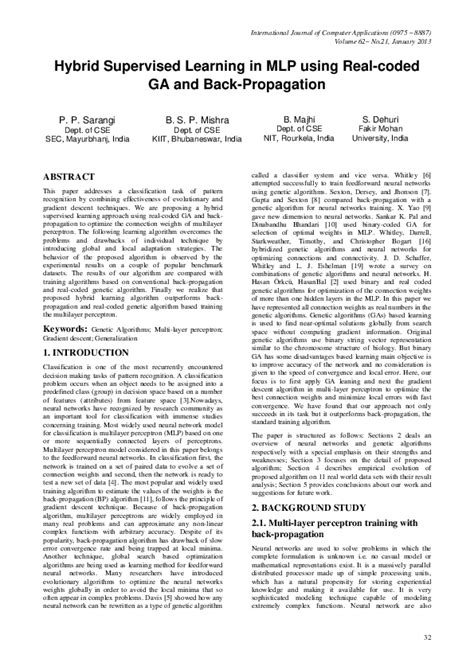 Pdf Hybrid Supervised Learning In Mlp Using Real Coded Ga And Back