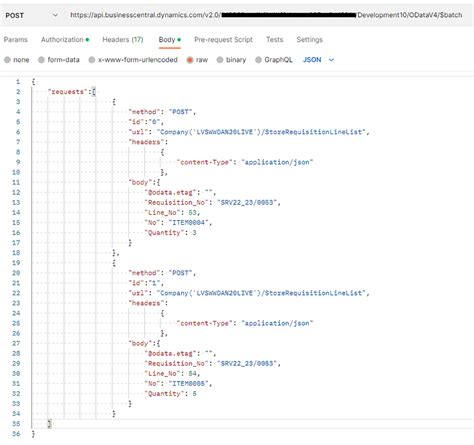 Post Multiple Records To Business Central 🙋 Help Postman Community