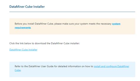 downloading cube versions dataminer dojo