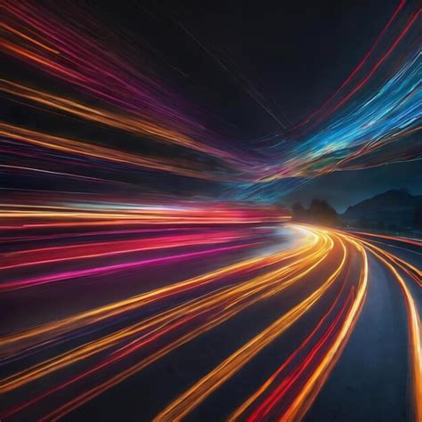 Premium Photo A Colorful Image Of Light Trails In A Dark Background
