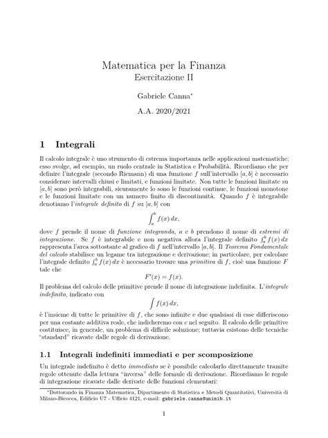 Esercitazioneii Integrali Pdf