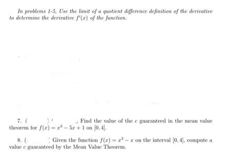 Solved In Problems 1 5 Use The Limit Of A Quotient