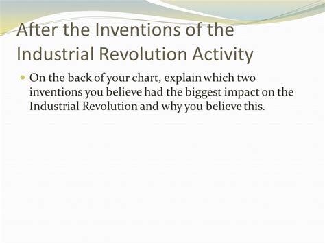 Industrial Revolution Inventions Chart