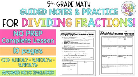 Dividing Fractions Notes To The Square Inch