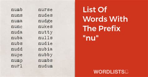 List Of Words With The Prefix Nu
