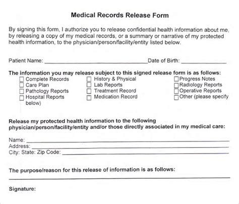 11 Medical Records Release Forms Samples Examples Format Sample
