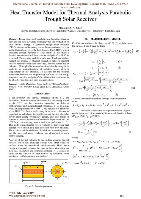 Pdf Heat Transfer Model For Thermal Analysis Parabolic Trough Solar