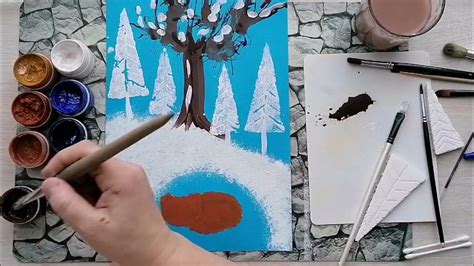 Медведь в берлоге Зима Нетрадиционное рисование Youtube