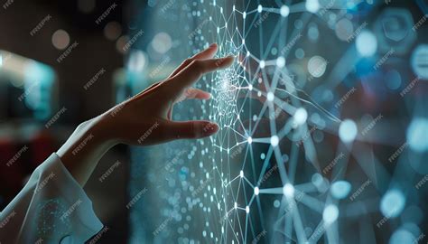 Digital Neural Networkbusiness Woman Hand Touching Introduction Of Artificial Intelligence