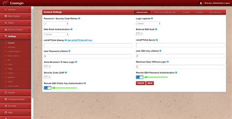 enable disable password or key based authentication