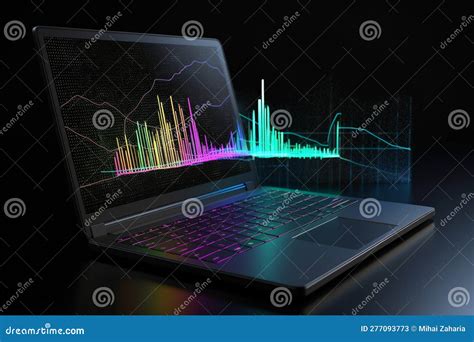 Conceptual Illustration Of A Laptop Displaying Analytical Data With