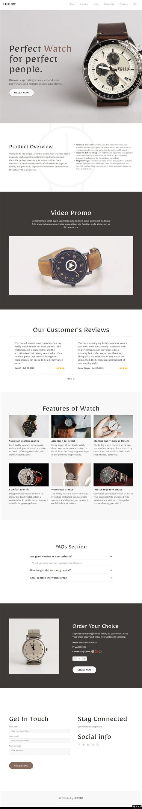 奢华手表展示单页面模板 Html 模板王