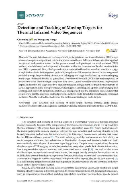 Pdf Detection And Tracking Of Moving Targets For Thermal Infrared Video Sequences