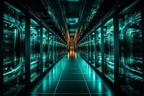 Digital Depths Diving Into Server Room Infrastructure Premium Ai Generated Image