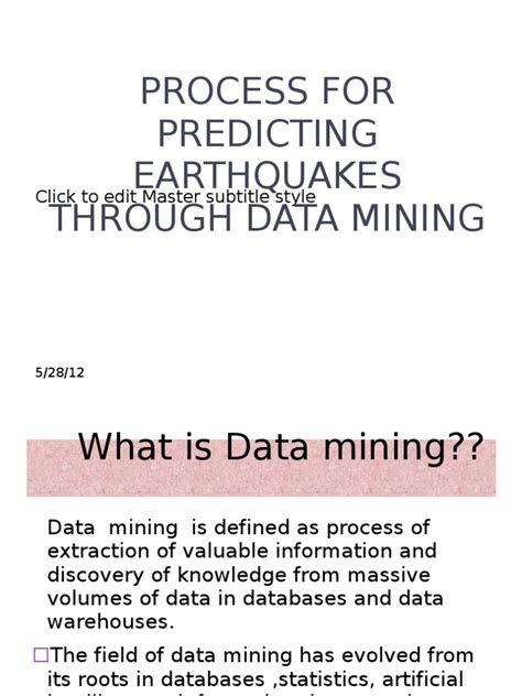 Process For Predicting Earthquakes Through Data Mining Pdf Data
