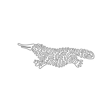 Premium Vector Single Swirl Continuous Line Drawing Of Cute Platypus Abstract For Icon