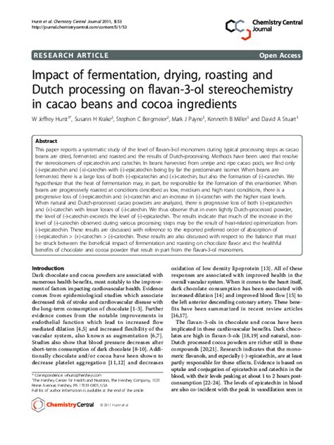 Pdf Impact Of Fermentation Drying Roasting And Dutch Processing On Flavan 3 Ol