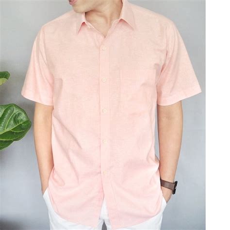 New Collection เสื้อเชิ้ตคอปก สีโอรส ผ้า Cotton ใส่ทำงาน ใส่เที่ยวได้ ใส่สบาย ผ้าไม่บาง สีตรงปก