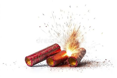 Three Red Fireworks Are On The Ground Stock Illustration Illustration Of Pyrotechnics Light
