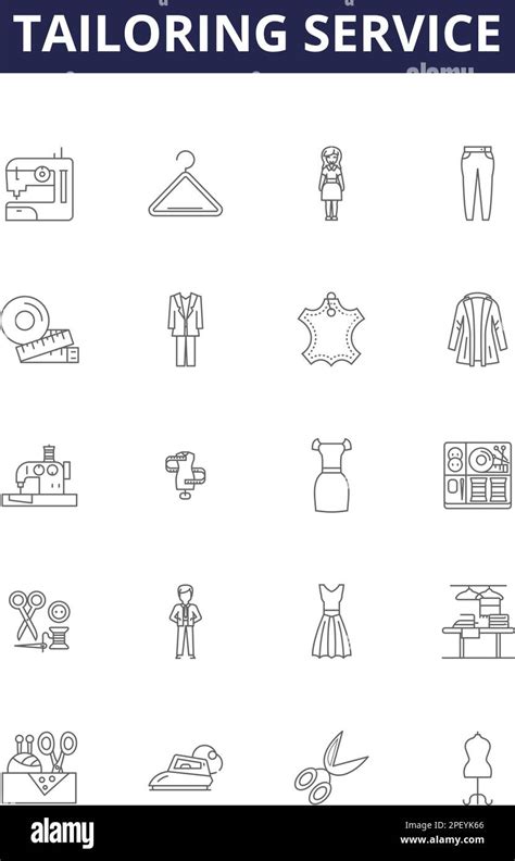 Tailoring Service Line Vector Icons And Signs Alteration Fitting Sewing Custom Clothes