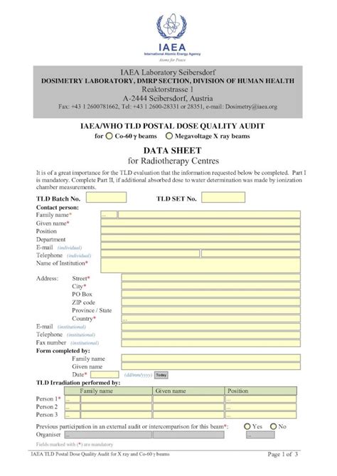 PDF DATA SHEET for Radiotherapy Centres IAEA NA for Co 60 γ beams