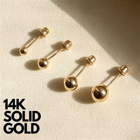 Solid 14k Gold Ball Earrings 3mm 4mm 5mm 6mm Gold Ball Stud