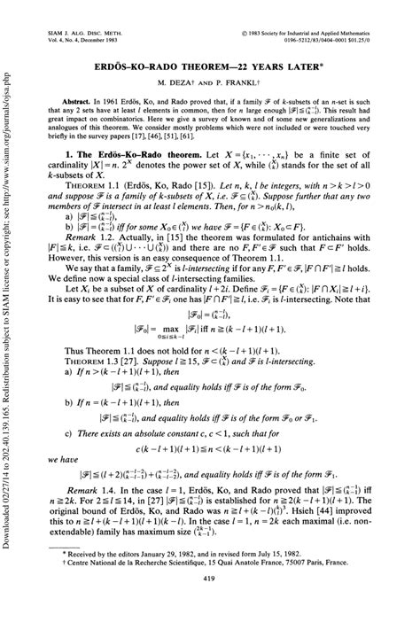 Pdf Erdöskorado Theorem—22 Years Later