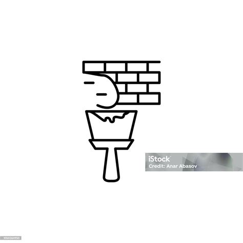 주걱과 벽 개요 아이콘입니다 모바일 개념 및 웹 응용 프로그램에 대 한 건축 아이콘의 요소입니다 얇은 선 주걱 및 벽 개요