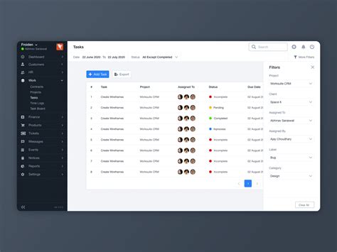Worksuite Admin Table Filter Ui By Froiden On Dribbble