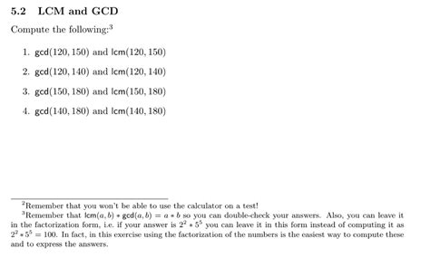 Solved LCM And GCD Compute The Following Gcd Chegg