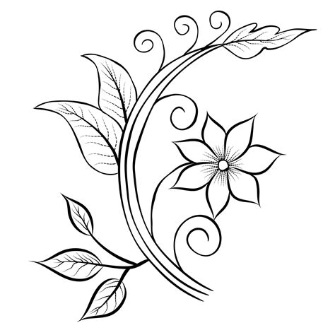 Free Vector Line Art And Hand Drawing Flower Art Black And White Flat
