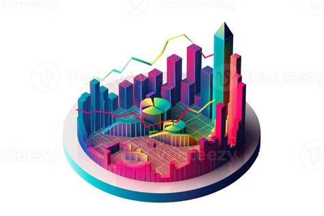 Colorful 3d Data Visualization Chart With Various Graphs Bars And Lines Depicting Business