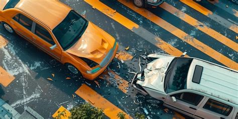 premium photo two cars colliding at a crosswalk leaving their front