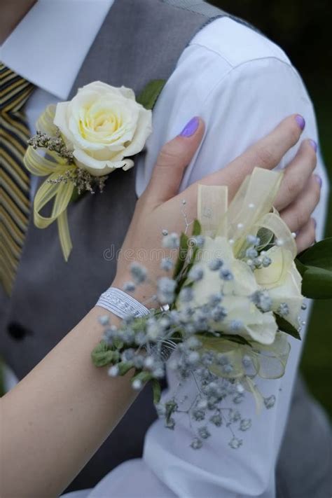 Formal Prom Wedding Corsage Flowers Boy And Girl Stock Image Image Of