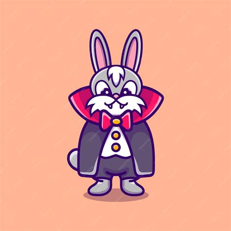 Premium Vector Cute Vampire Bunny Cartoon Illustration