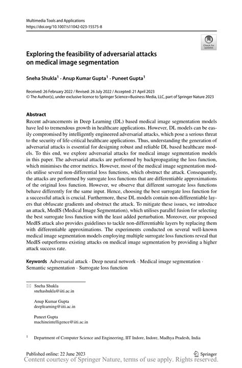 Exploring The Feasibility Of Adversarial Attacks On Medical Image Segmentation Request Pdf