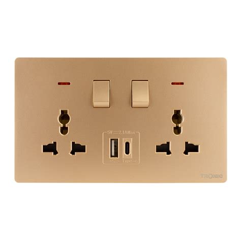 Universal Switch Socket Twin With Usb Type C Tronic Tanzania