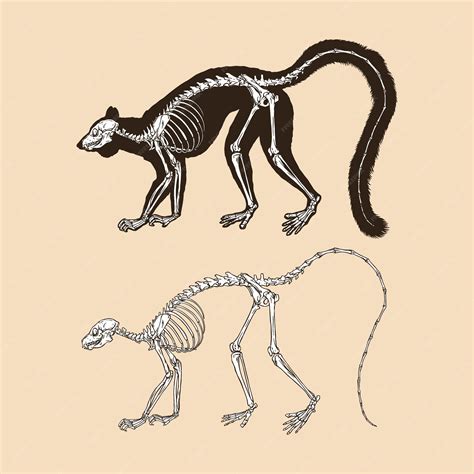 Premium Vector Skeleton Ring Tailed Lemur Vector Illustration Animal