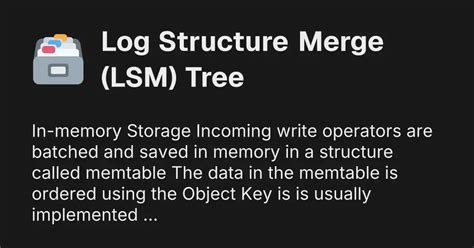 Log Structure Merge Lsm Tree