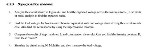 Solved 433 Superposition Theorem 1 Analyze The Circuit